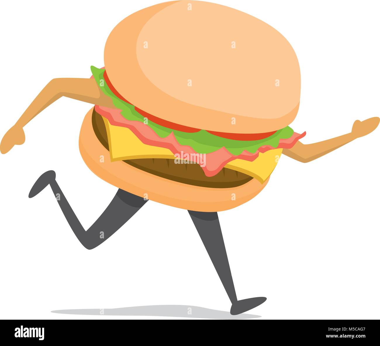 Cartoon illustration of fast food or burger on the run Stock Vector ...