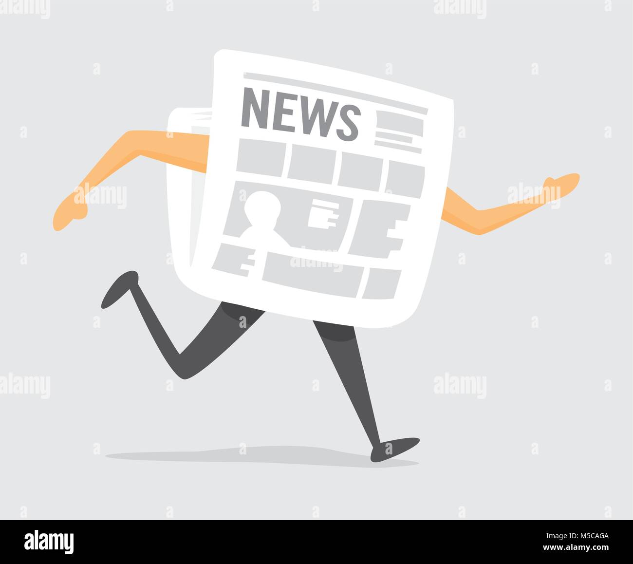 Cartoon illustration of traditional newspaper on the run Stock Vector ...