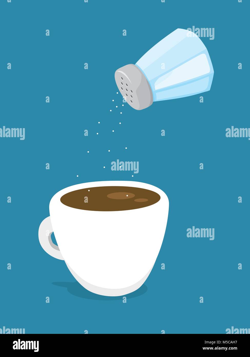 Cartoon illustration of saltshaker adding salt to coffee Stock Vector ...