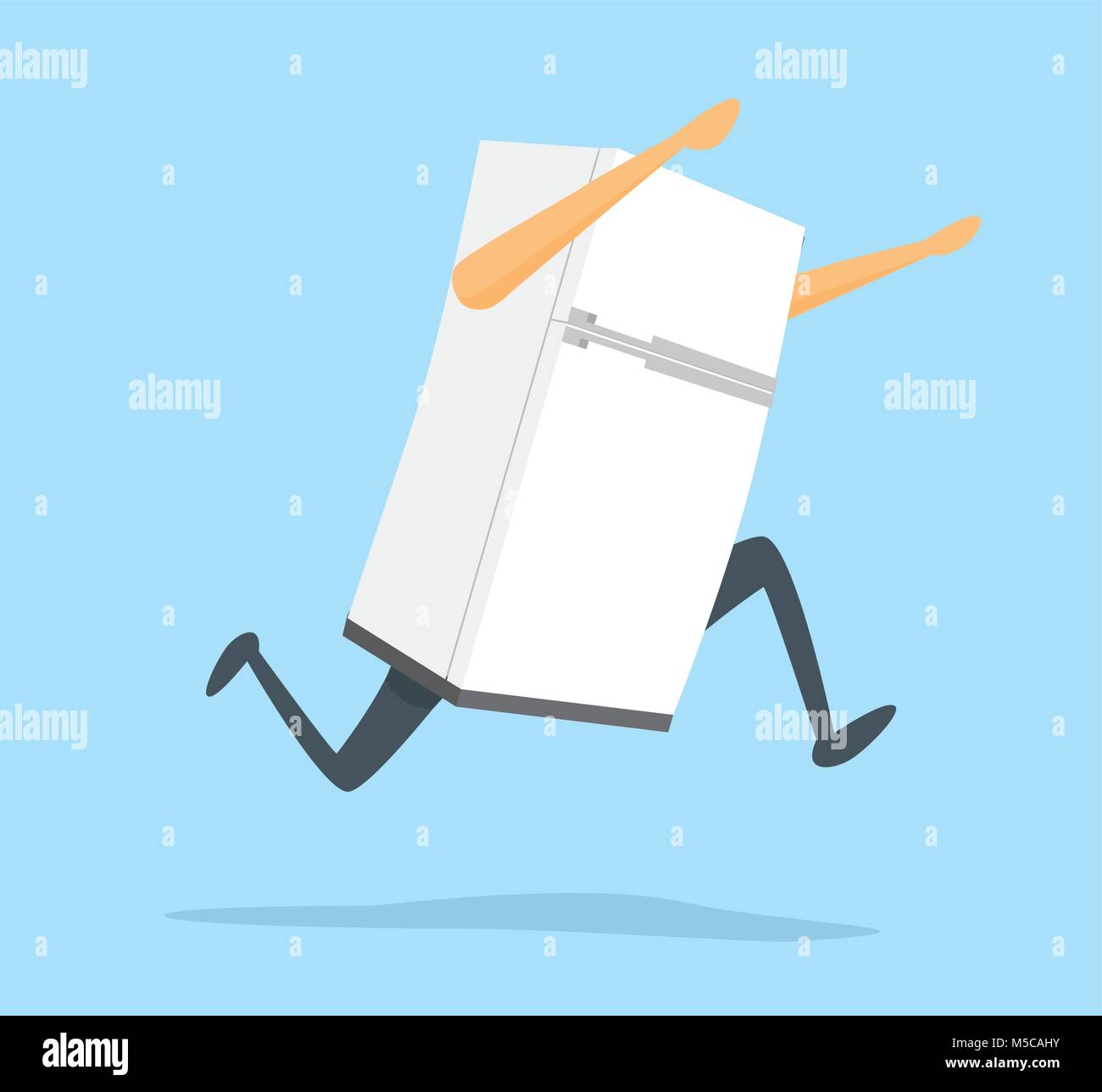 Cartoon illustration of white fridge fleeing fast Stock Vector Image ...
