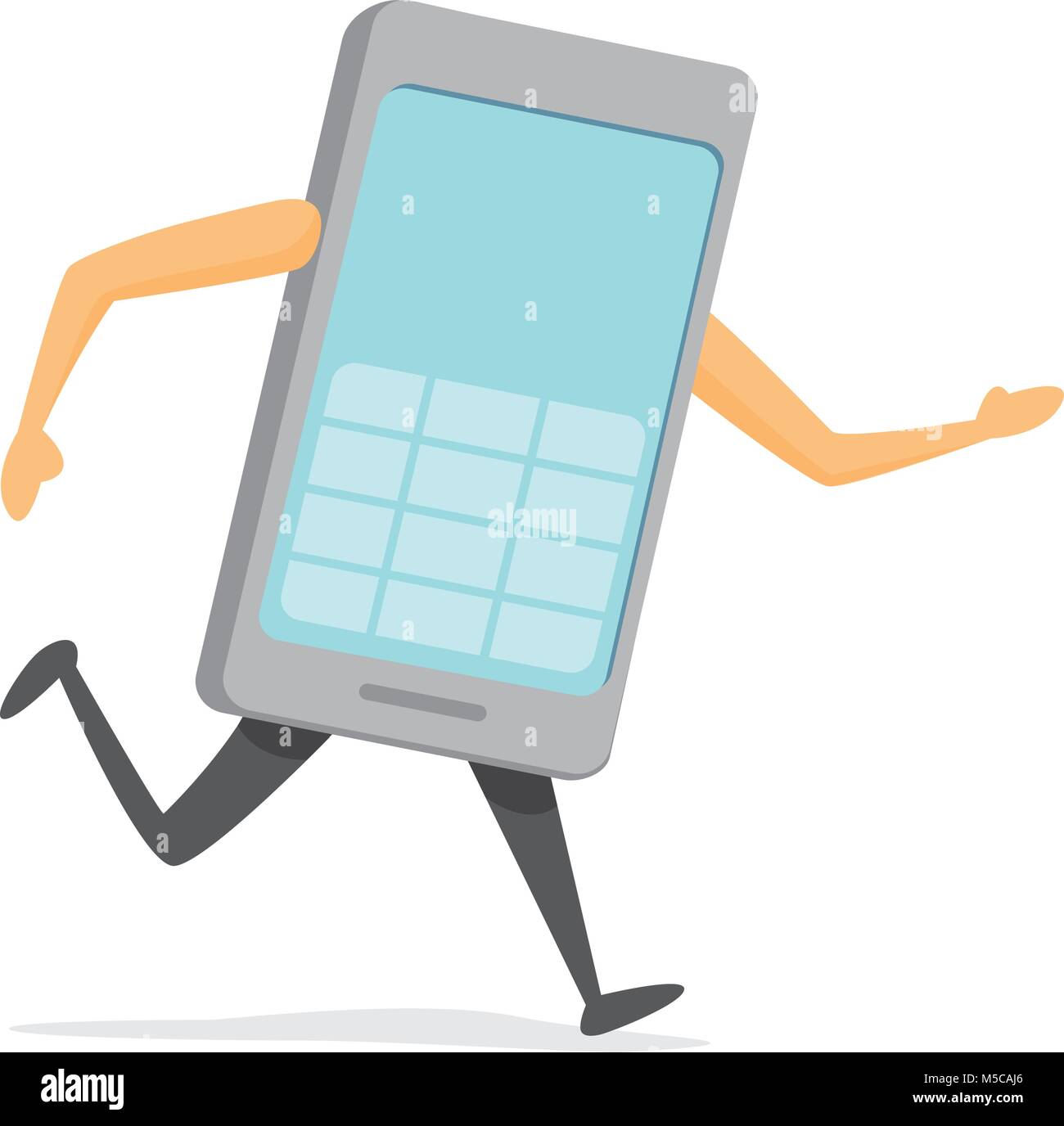 Cartoon illustration of mobile phone running or training Stock Vector ...