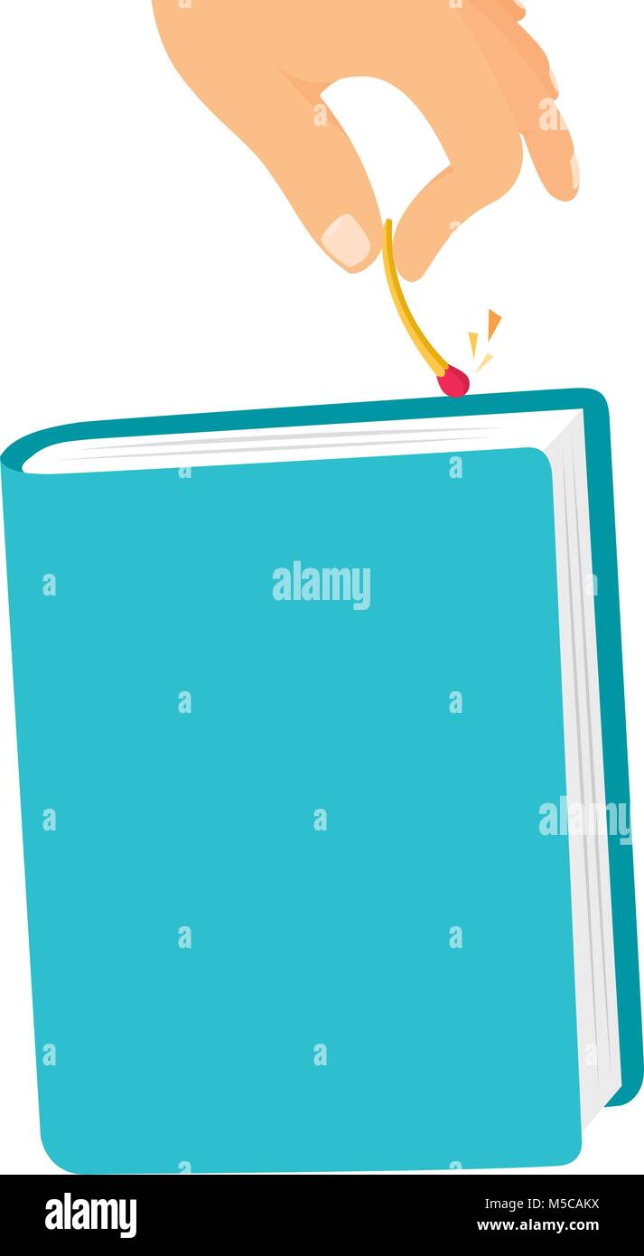 Cartoon illustration of fire match sparking on book or notebook Stock ...