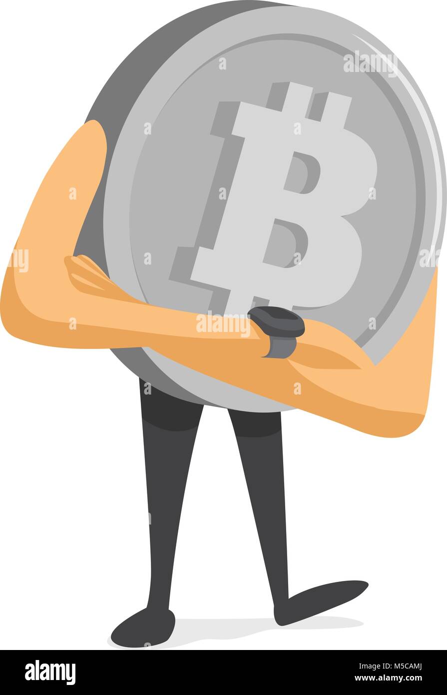 Cartoon illustration of bitcoin waiting with crossed arms Stock Vector ...