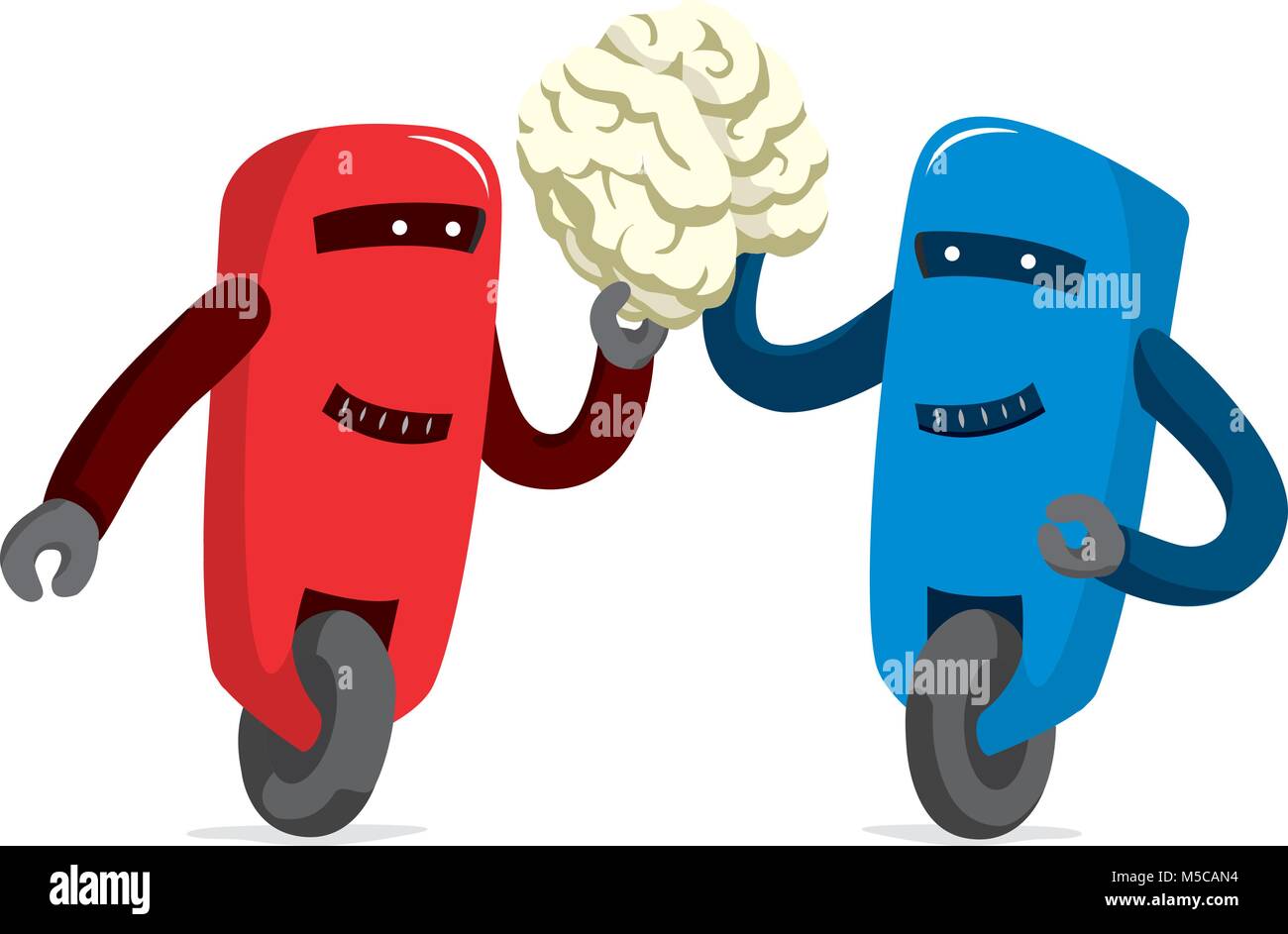Cartoon illustration of robots sharing one brain Stock Vector Image ...