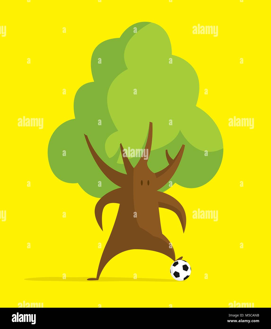 Cartoon illustration of tree playing with soccer ball Stock Vector ...