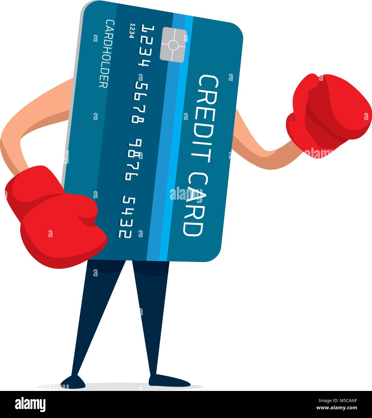 Cartoon illustration of credit card ready to fight Stock Vector Image ...