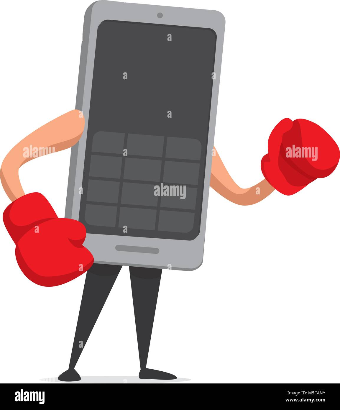 Cartoon illustration of tough mobile phone wearing boxing gloves Stock ...
