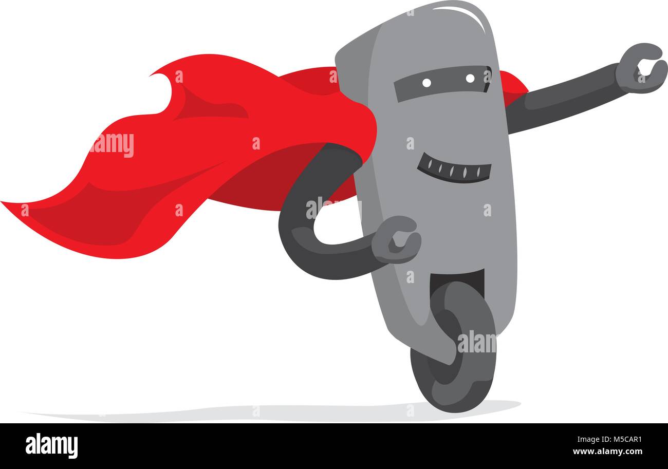 Cartoon illustration of super hero robot wearing a cape Stock Vector ...