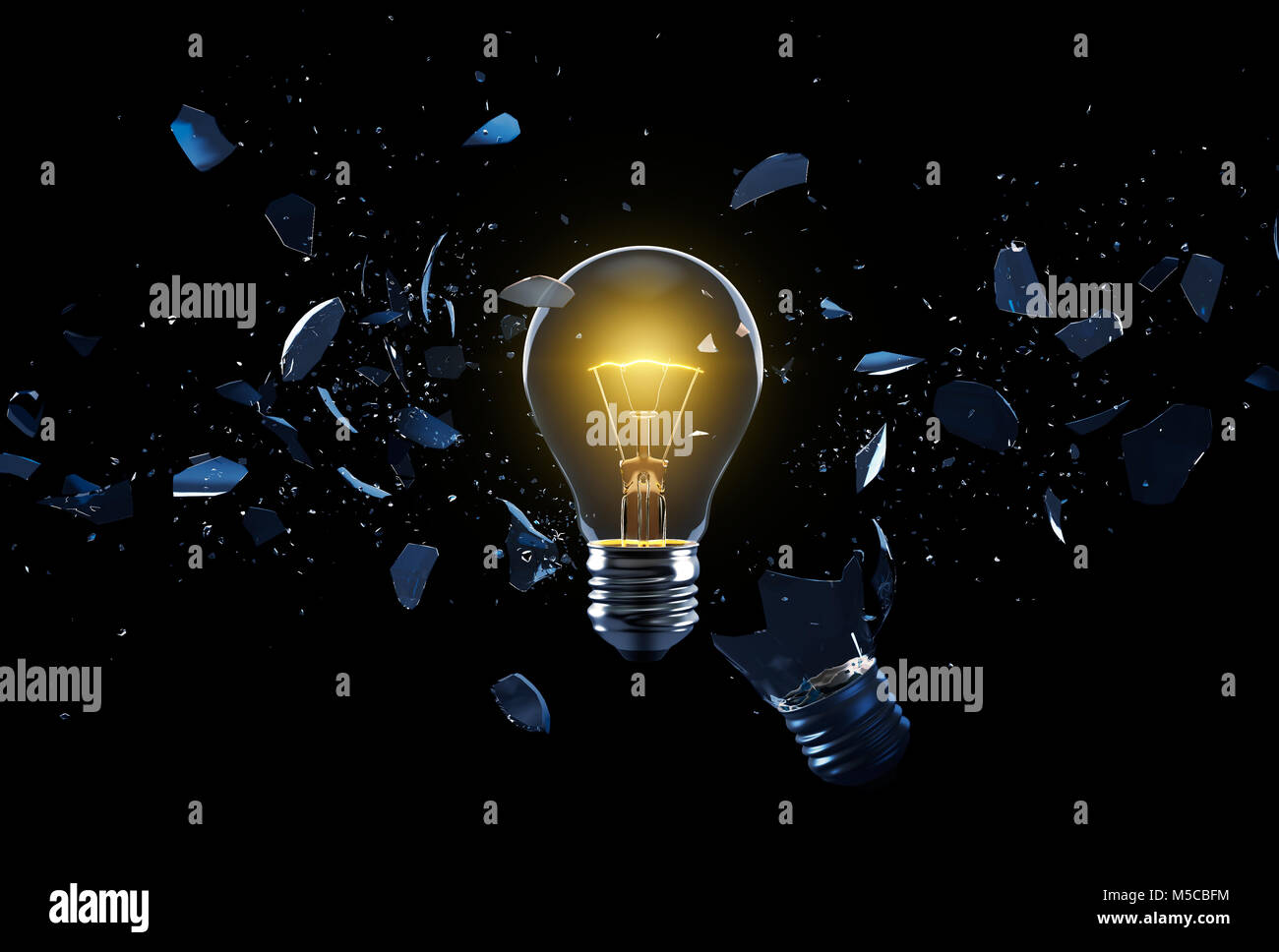 New light bulb inmerge from broken bulb Stock Photo - Alamy