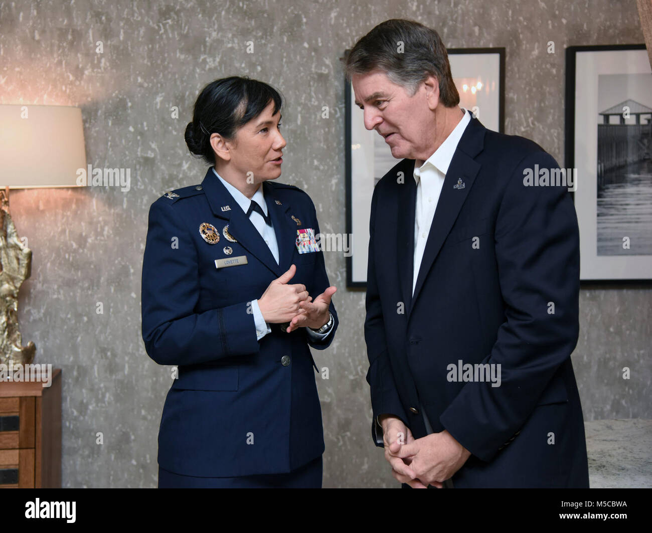 Col. Debra Lovette, 81st Training Wing commander, speaks with Mayor ...
