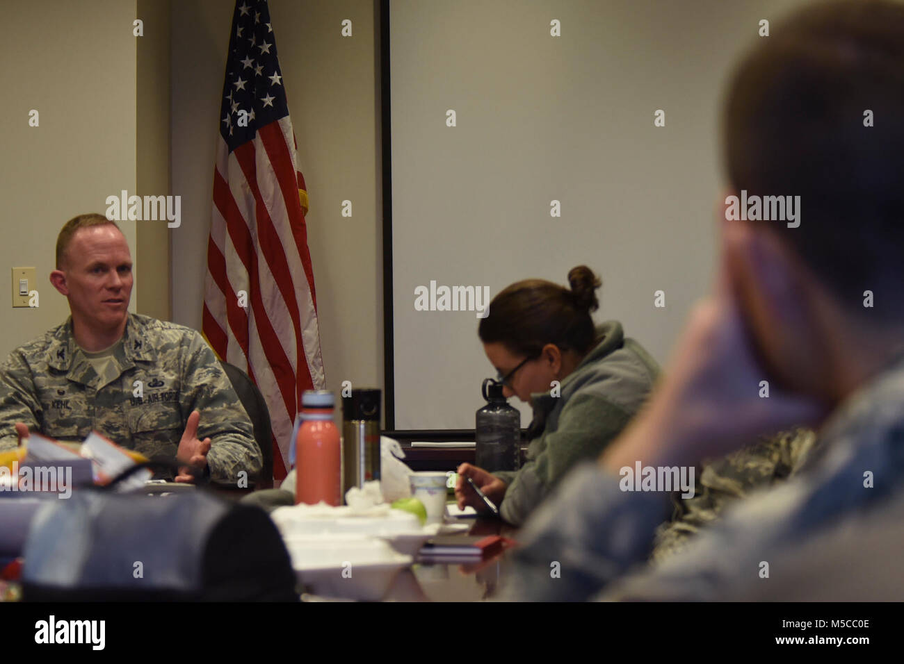 Col. Brian Kehl, commander of the 50th Mission Support Group, answers ...