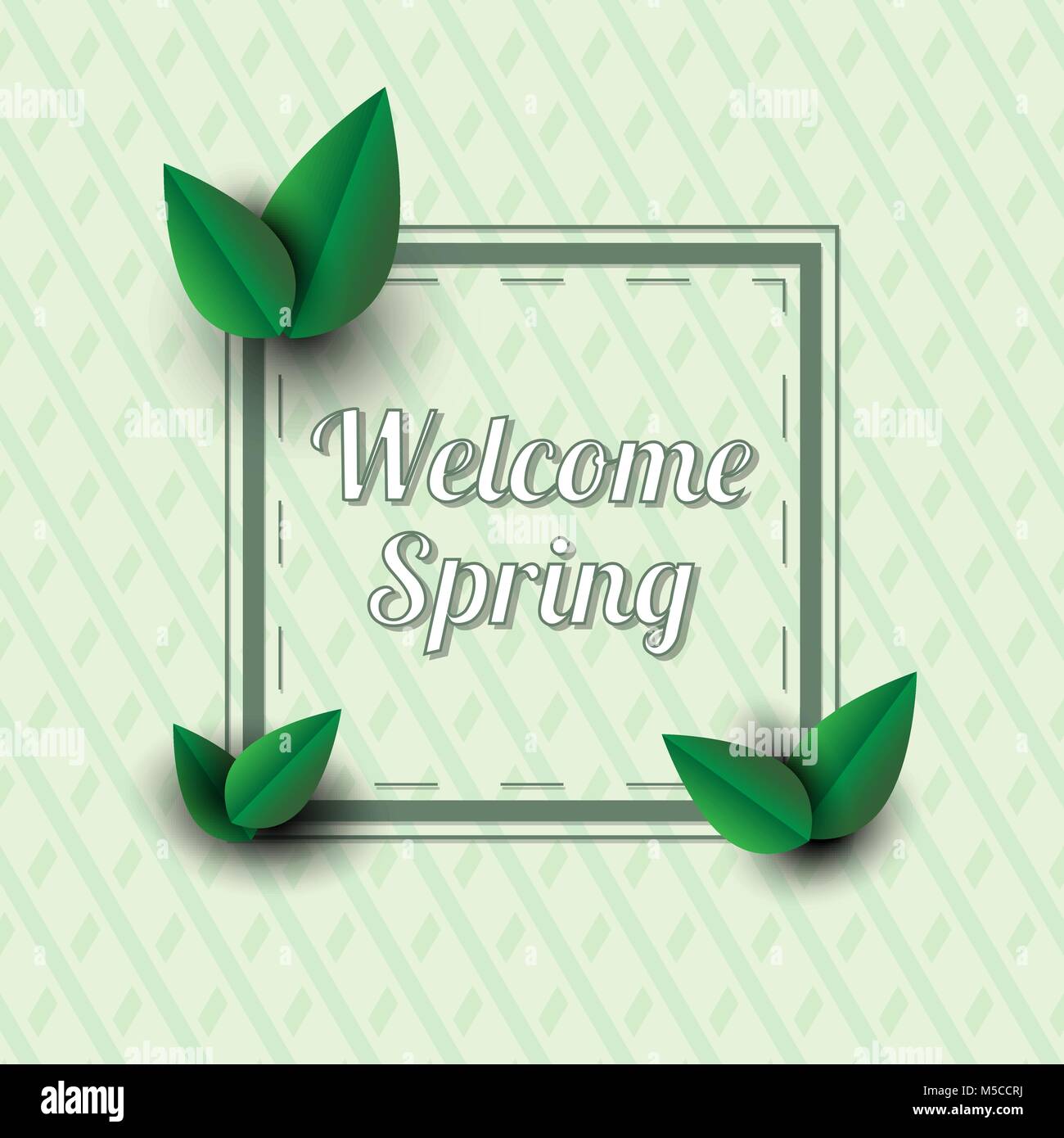 Welcome spring .Text in a frame with decor elements Stock Vector Image ...