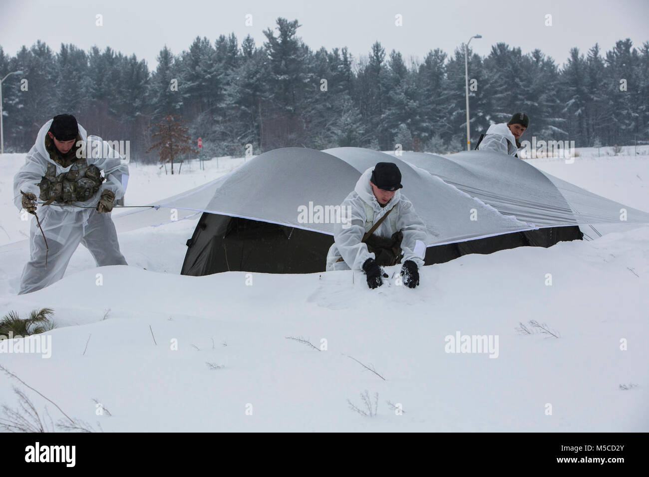 British Royal Marines with 2/4 Commando Regiment, prepare a tent site ...