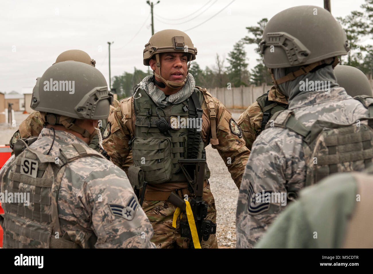 Members of the 154th Wing Security Forces Squadron work with members of ...