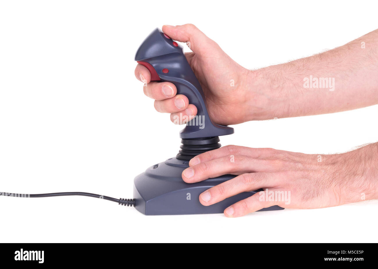 Hand holding gaming joystick, isolated on a white background Stock ...