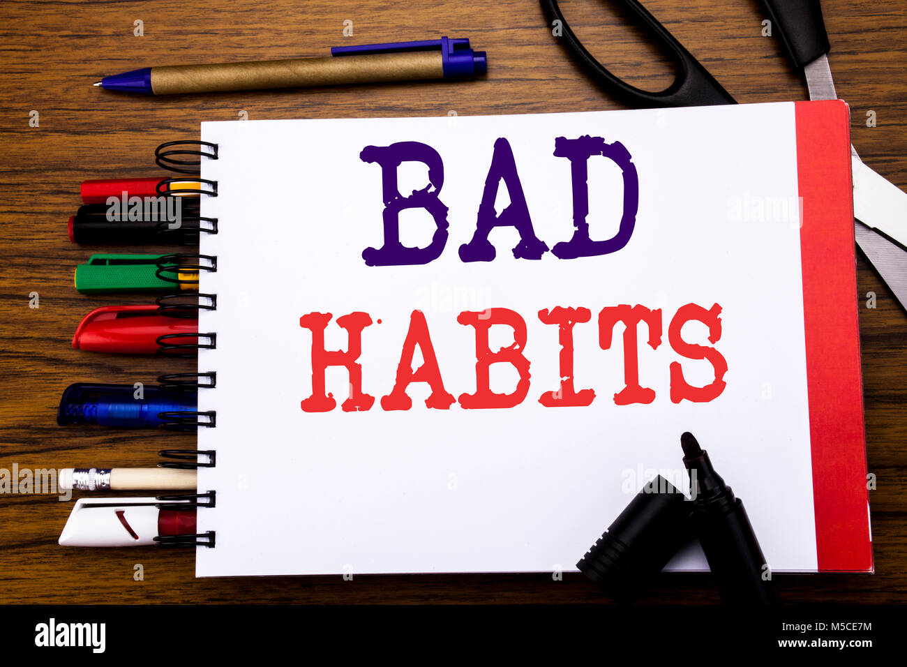 Handwriting Announcement text showing Bad Habits. Business concept for ...