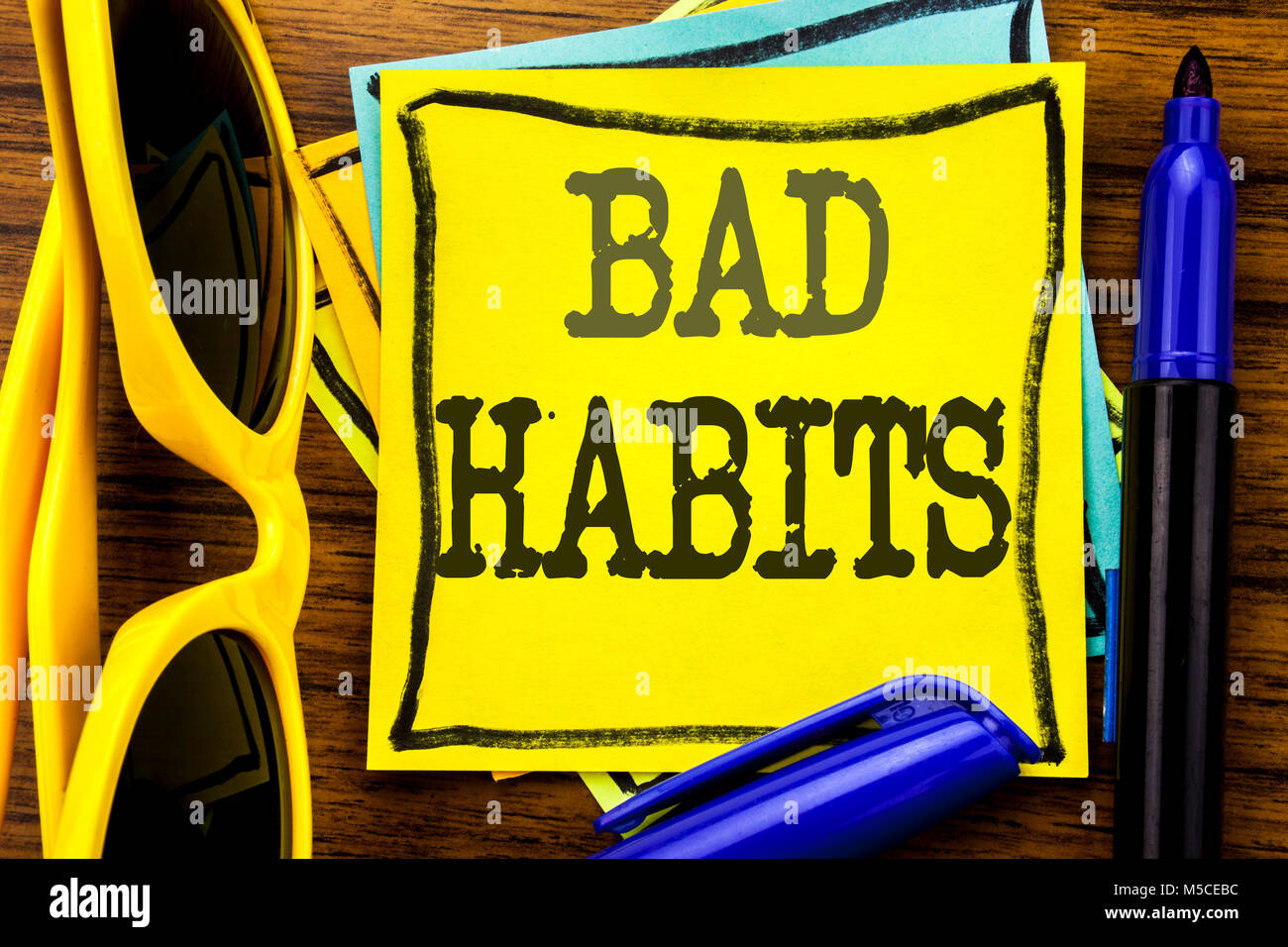 Hand writing text caption inspiration showing Bad Habits. Business ...
