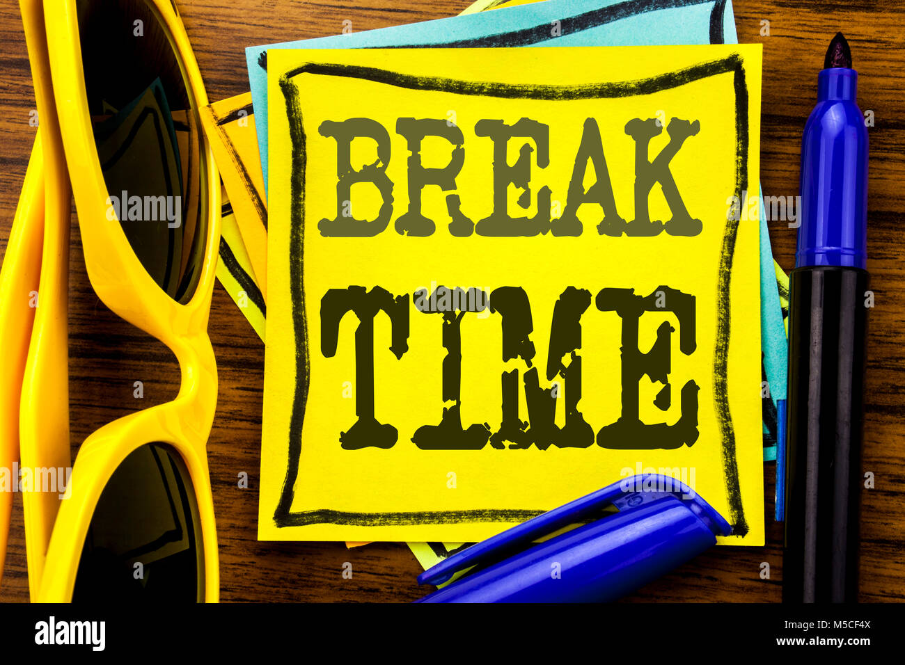 Hand writing text caption inspiration showing Break Time. Business ...