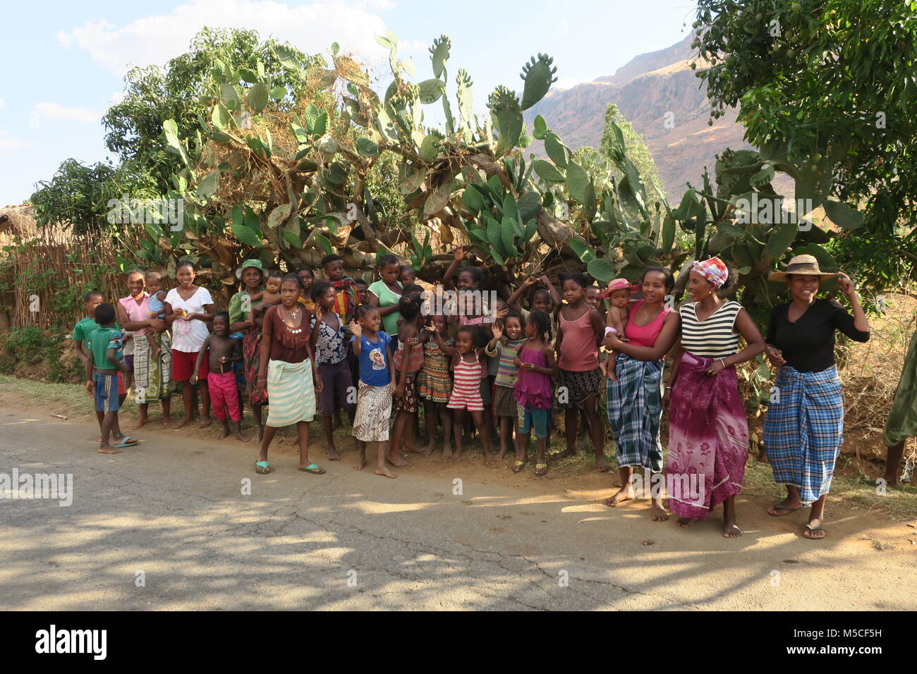 Native local human, Madagascar. Crowd of nice fellow villagers on ...