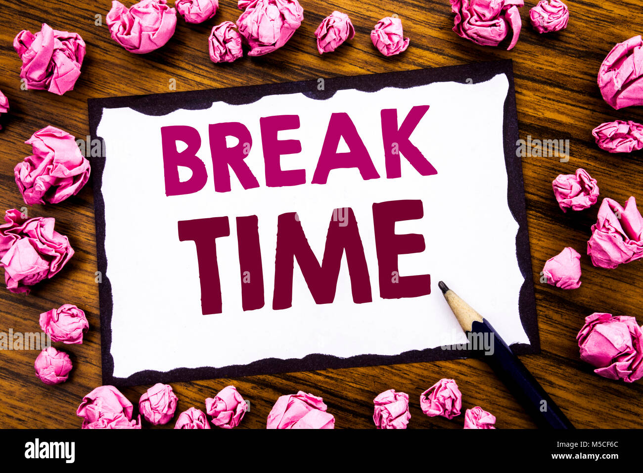 Hand writing text caption inspiration showing Break Time. Business ...