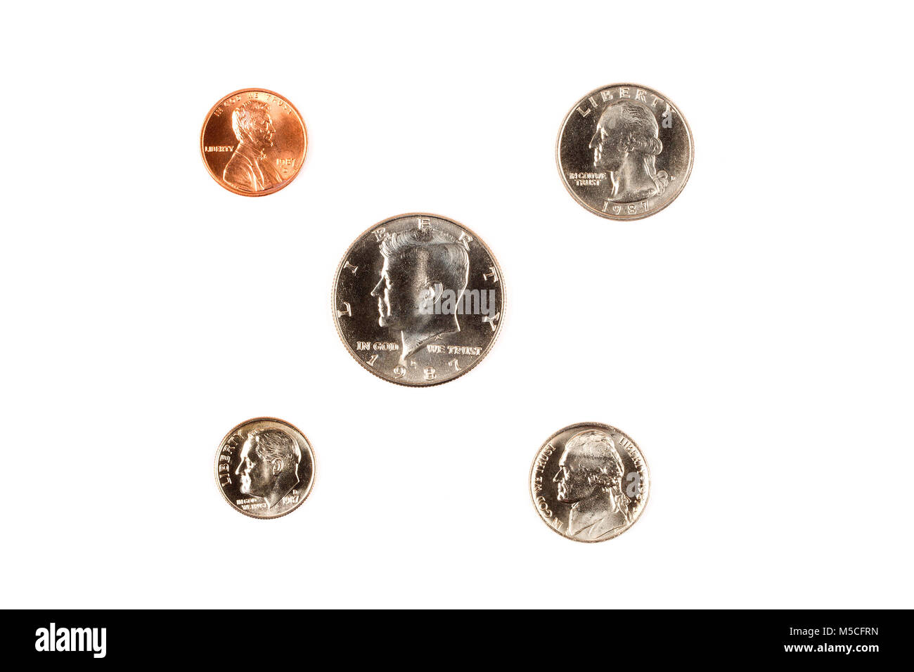 American currency coins white hi-res stock photography and images - Alamy