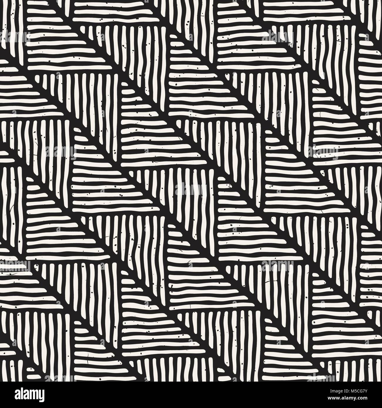 Seamless geometric doodle lines pattern in black and white. Adstract ...