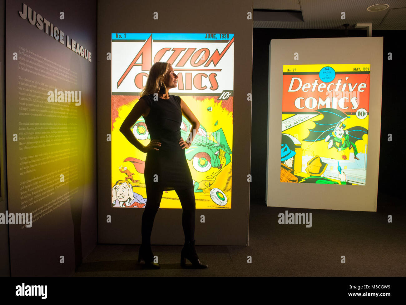 Abbie Michalski with large scale versions of early comic book covers at ...