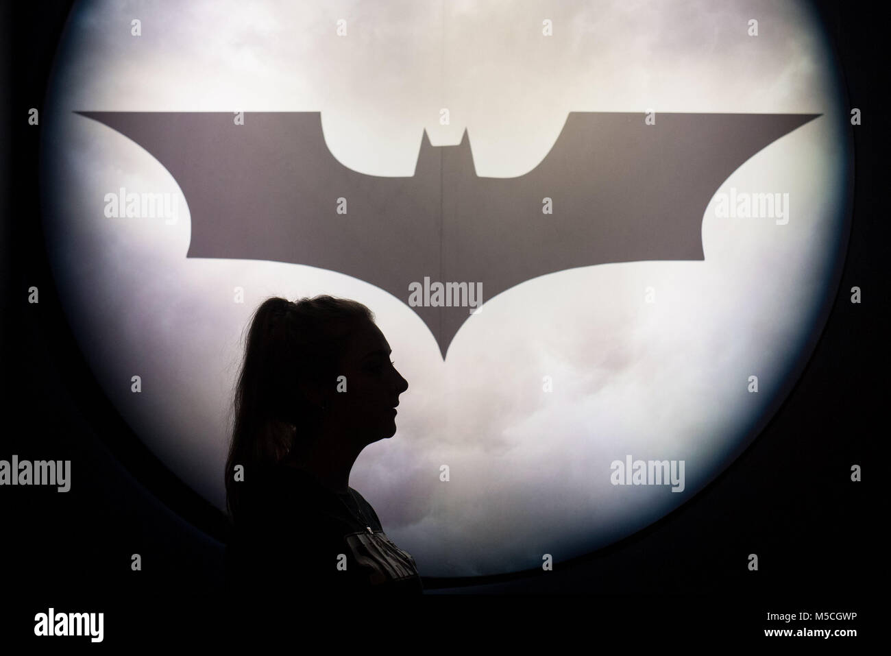 Emily Talbot with a projection of the bat signal, as featured in the ...