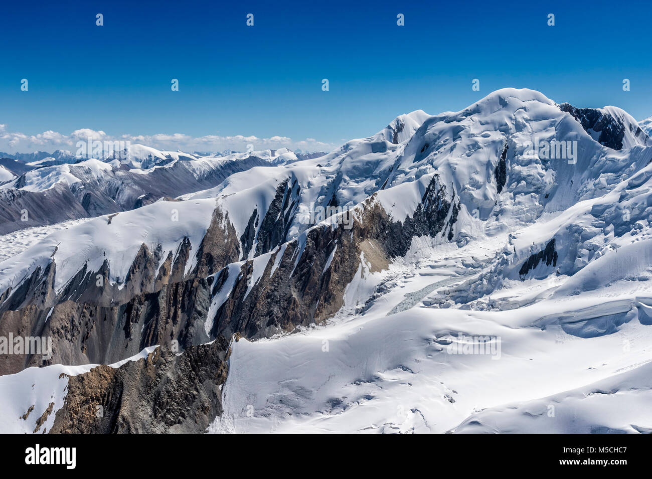 Aerial view over the Central Tian Shan Mountain range, Border of ...