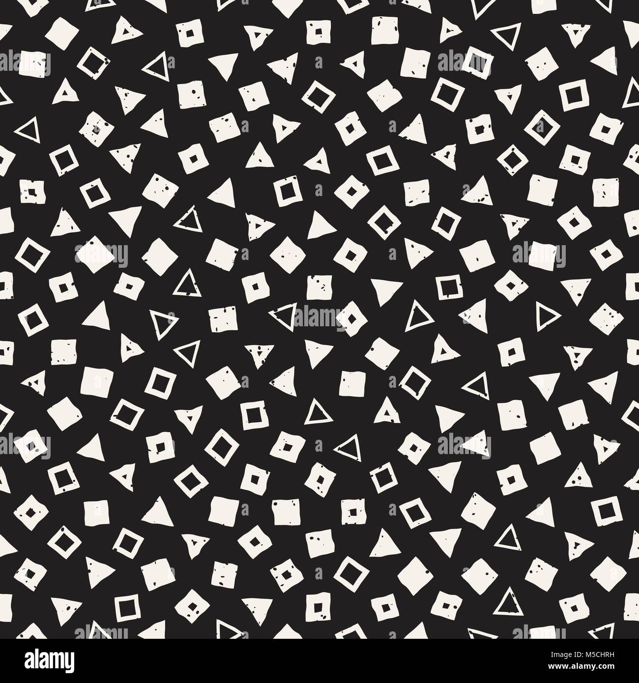 Hand drawn black and white ink abstract seamless pattern. Vector ...