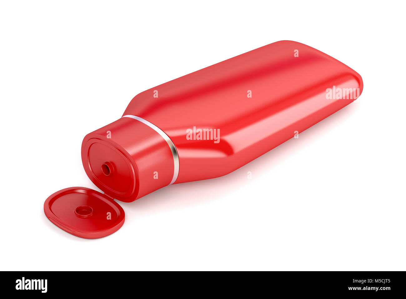 Opened shampoo bottle on white background Stock Photo - Alamy