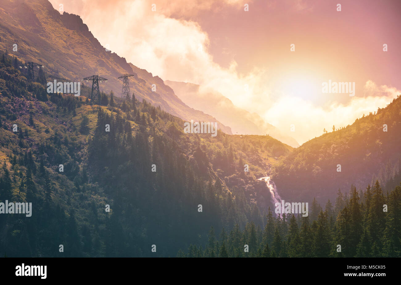 Balea waterfall in Fagaras mountains, Sibiu,Transylvania, Romania Stock ...