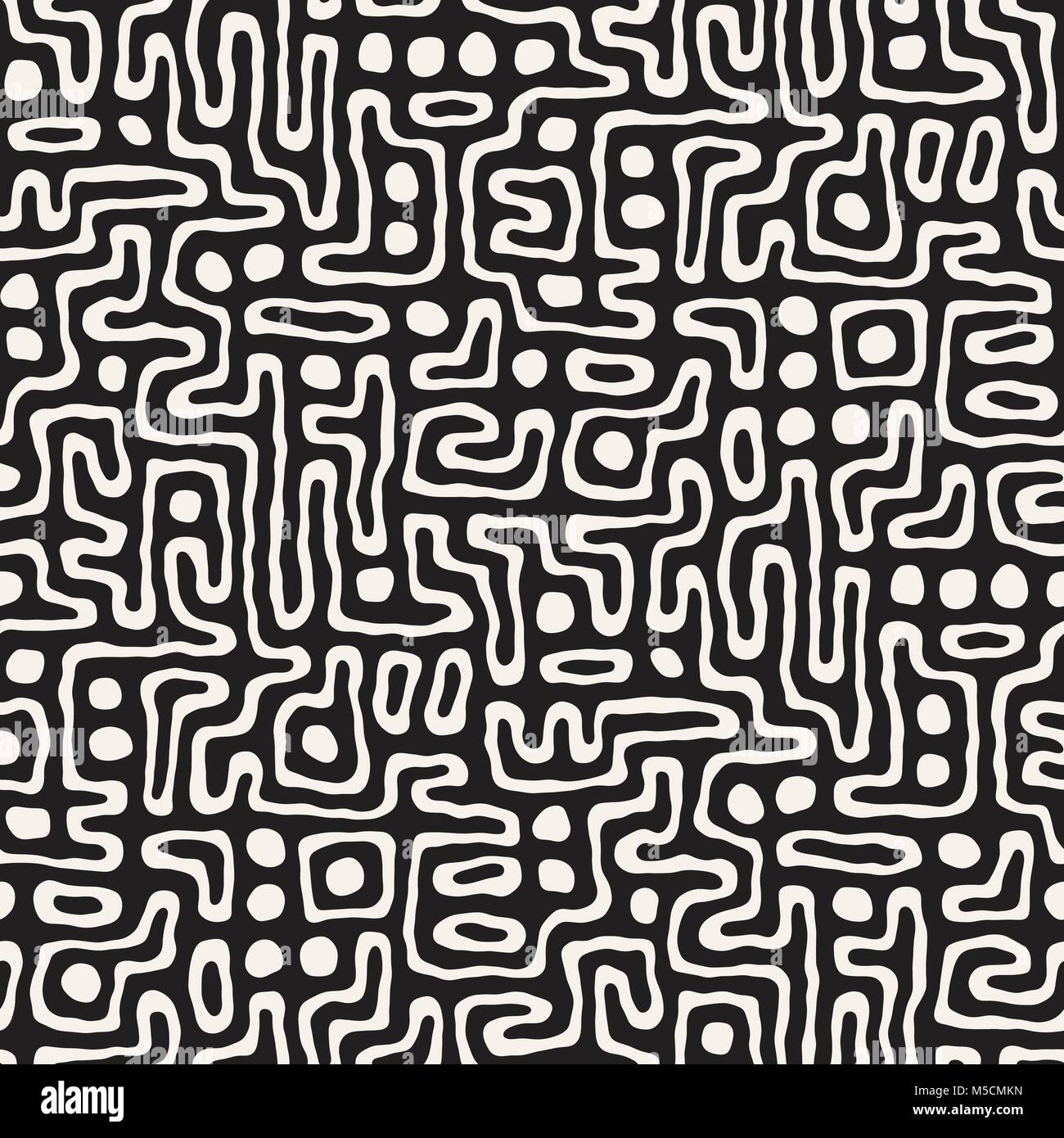 Seamless pattern with maze lines. Monochrome abstract background ...