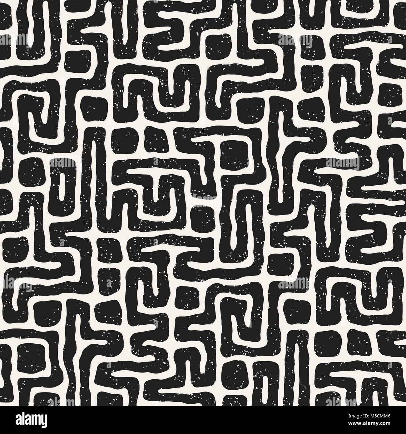 Seamless pattern with maze lines. Monochrome abstract background ...