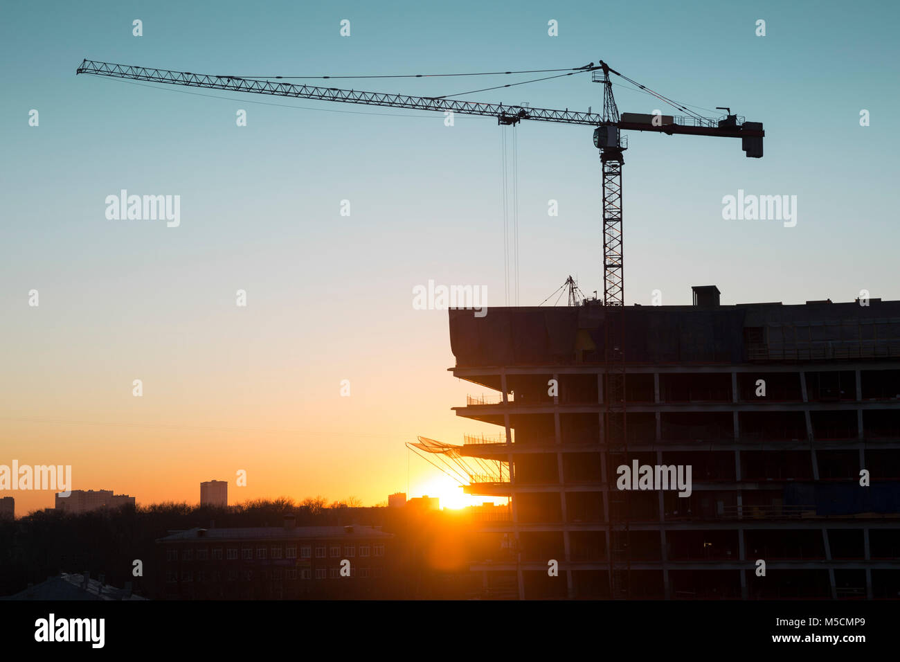 Crane sky silhouette sun sunny industrial industry hi-res stock ...