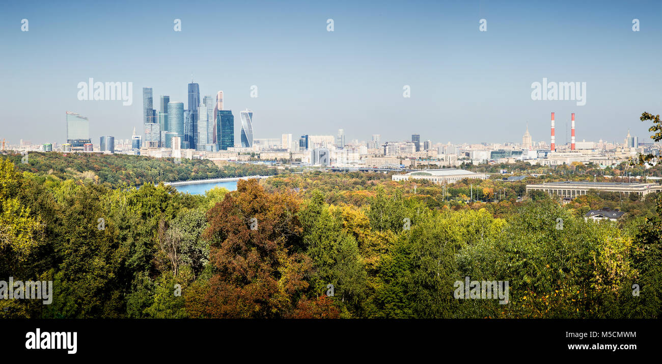 Panoramic view of Moscow city from Sparrow Hills, Russia Stock Photo ...