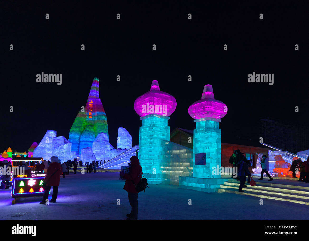 Night scenes from the Harbin Ice Festival, Heilongjiang, China Stock ...