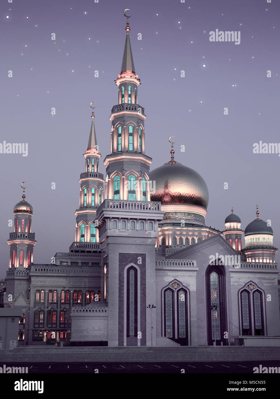 The largest and highest mosque in Europe - Moscow, Russia Stock Photo ...