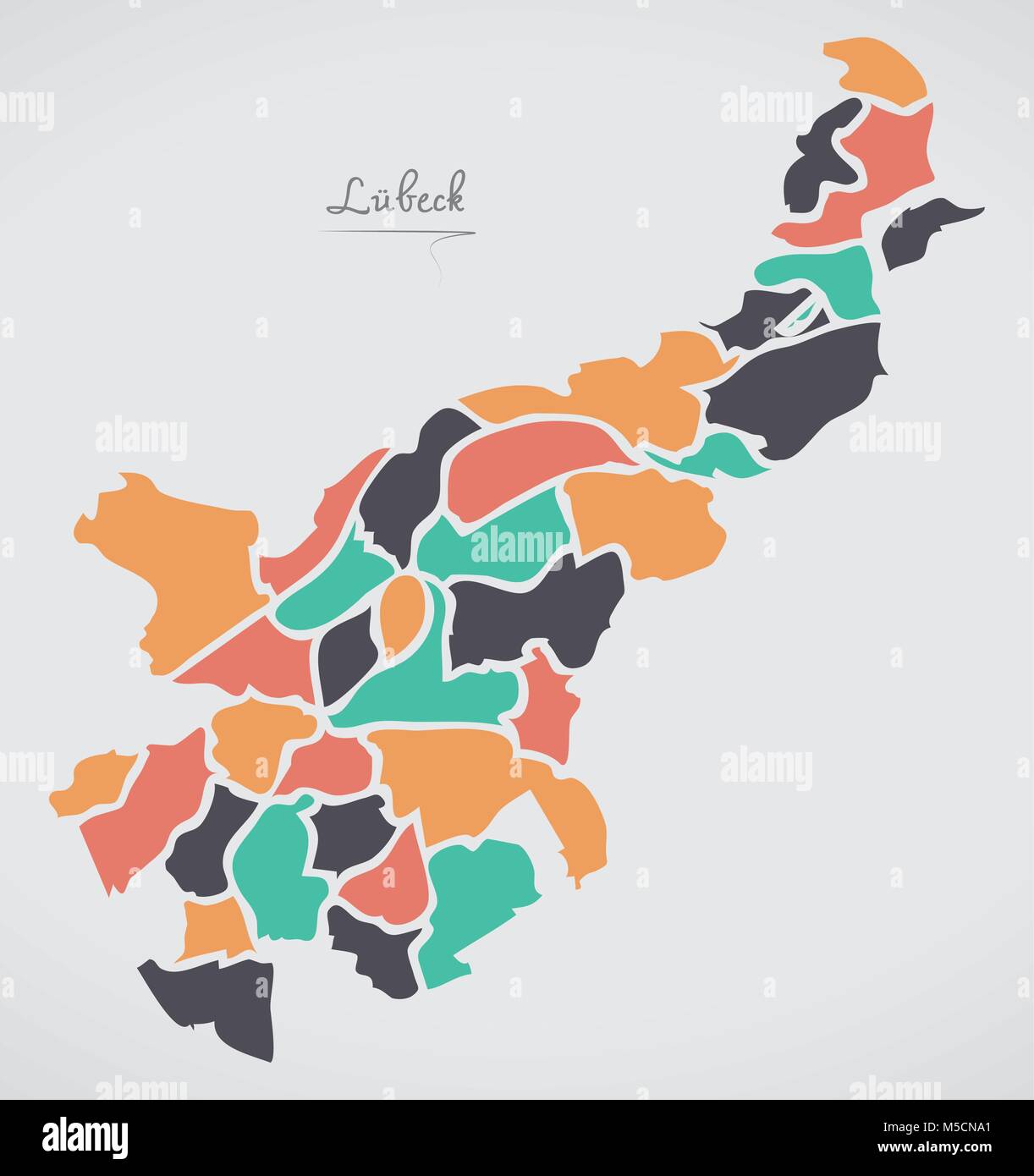 Luebeck Map with boroughs and modern round shapes Stock Vector Image & Art - Alamy