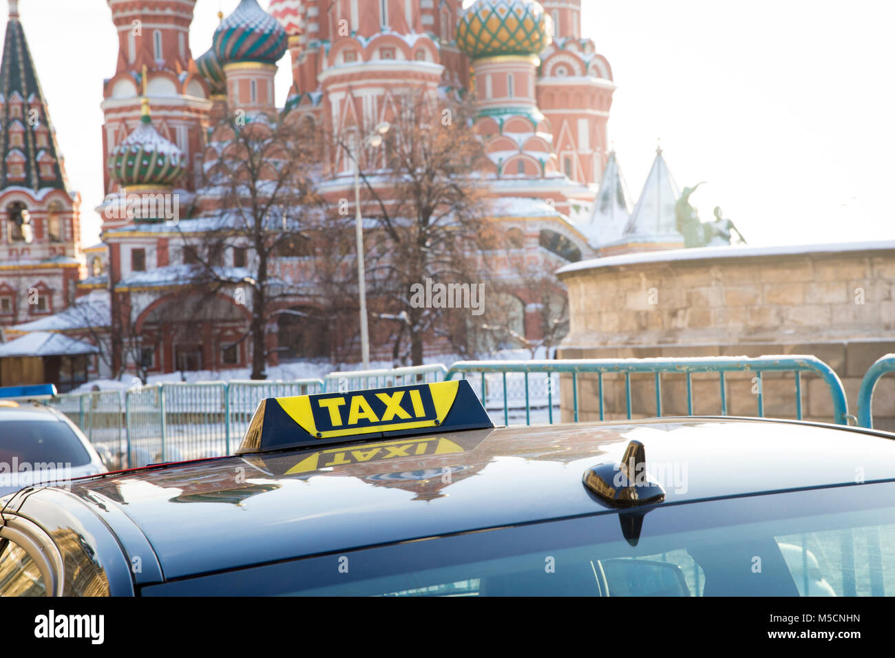 Taxi car parked on red square in Moscow, Russia Stock Photo - Alamy
