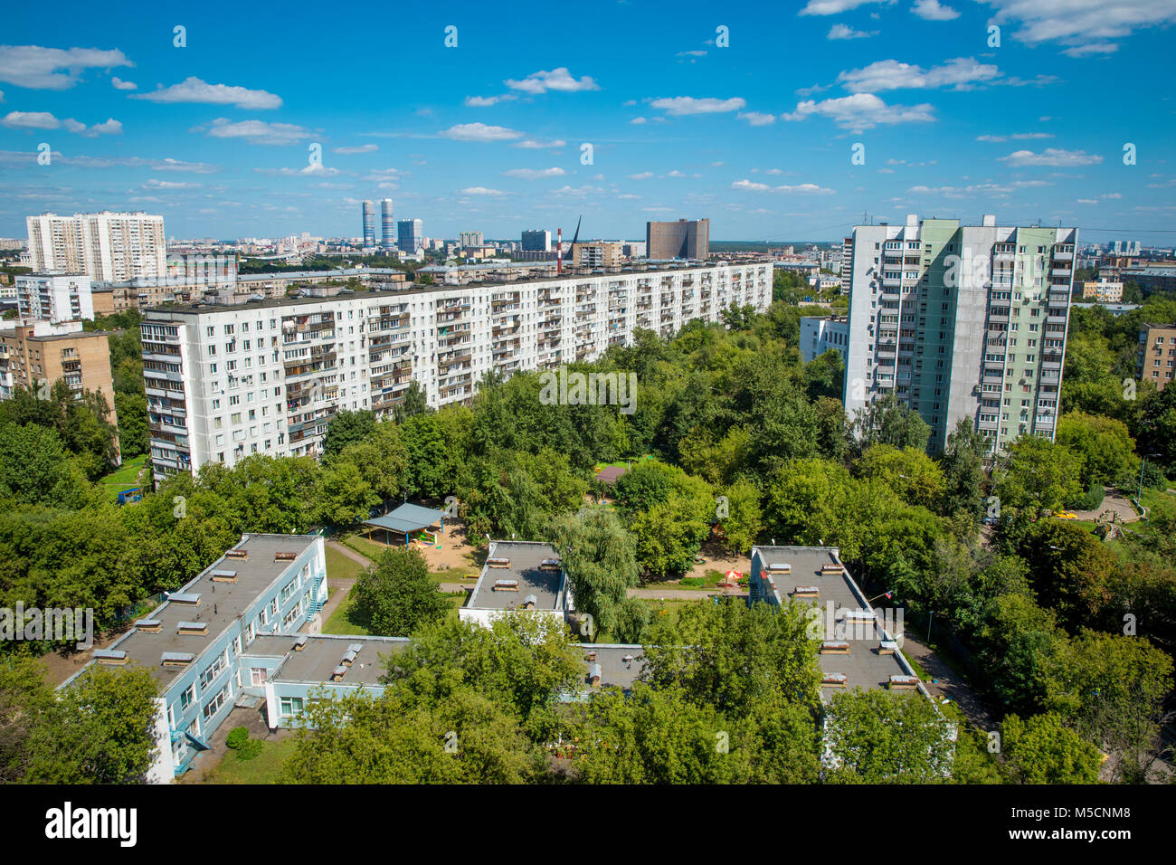 Aerial photography of Moscow city in VDNH region, Russia Stock Photo ...