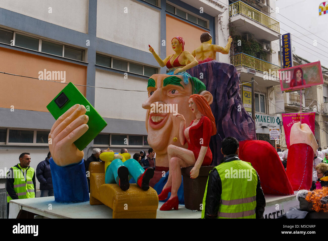 Xanthi, Greece Carnival parade floats. Decorated Greek Carnival ...