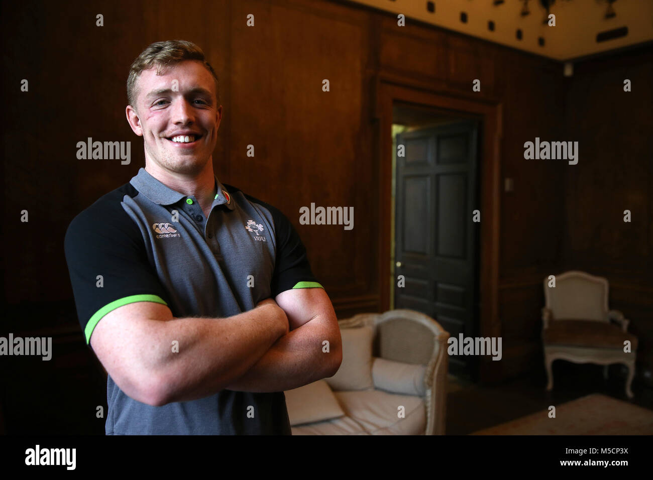 Dan Leavy poses for a photo after the press conference at Carton House ...