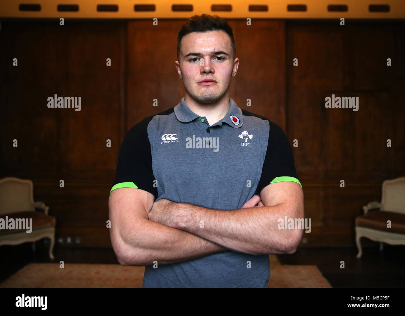 Jacob Stockdale poses for a photo after the press conference at Carton ...