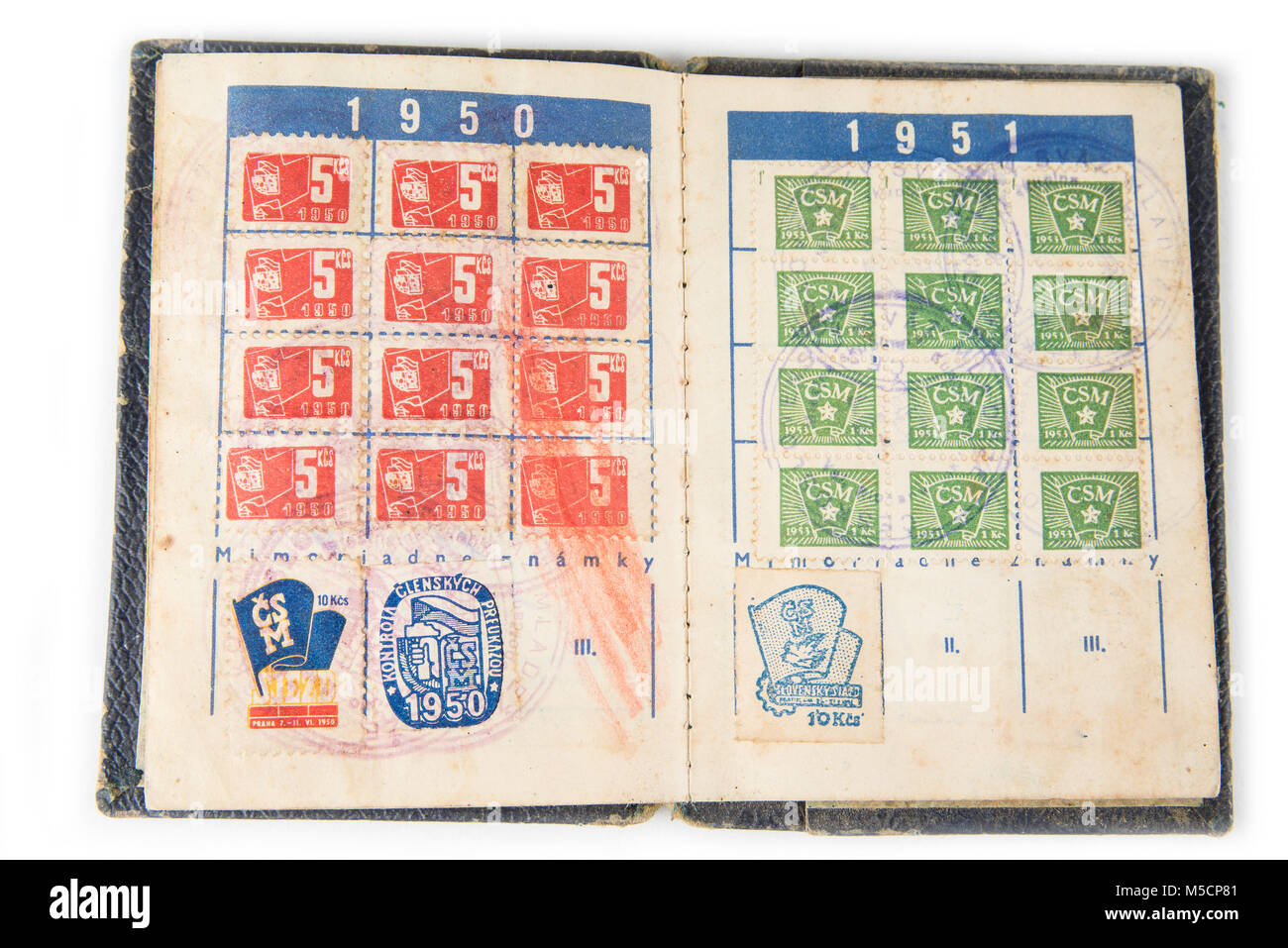 Old shabby vintage ID book from fifties Stock Photo - Alamy