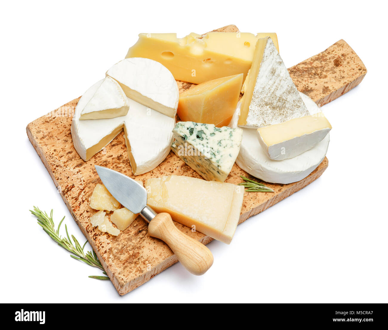 Various types of cheese - parmesan, brie, roquefort, cheddar Stock ...