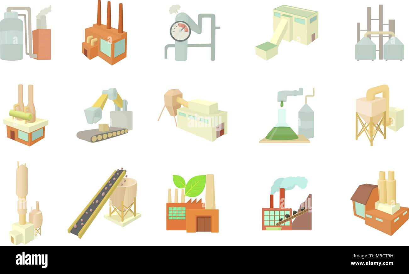Factory icon set, cartoon style Stock Vector Image & Art - Alamy