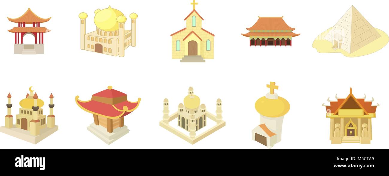 Temple icon set, cartoon style Stock Vector Image & Art - Alamy