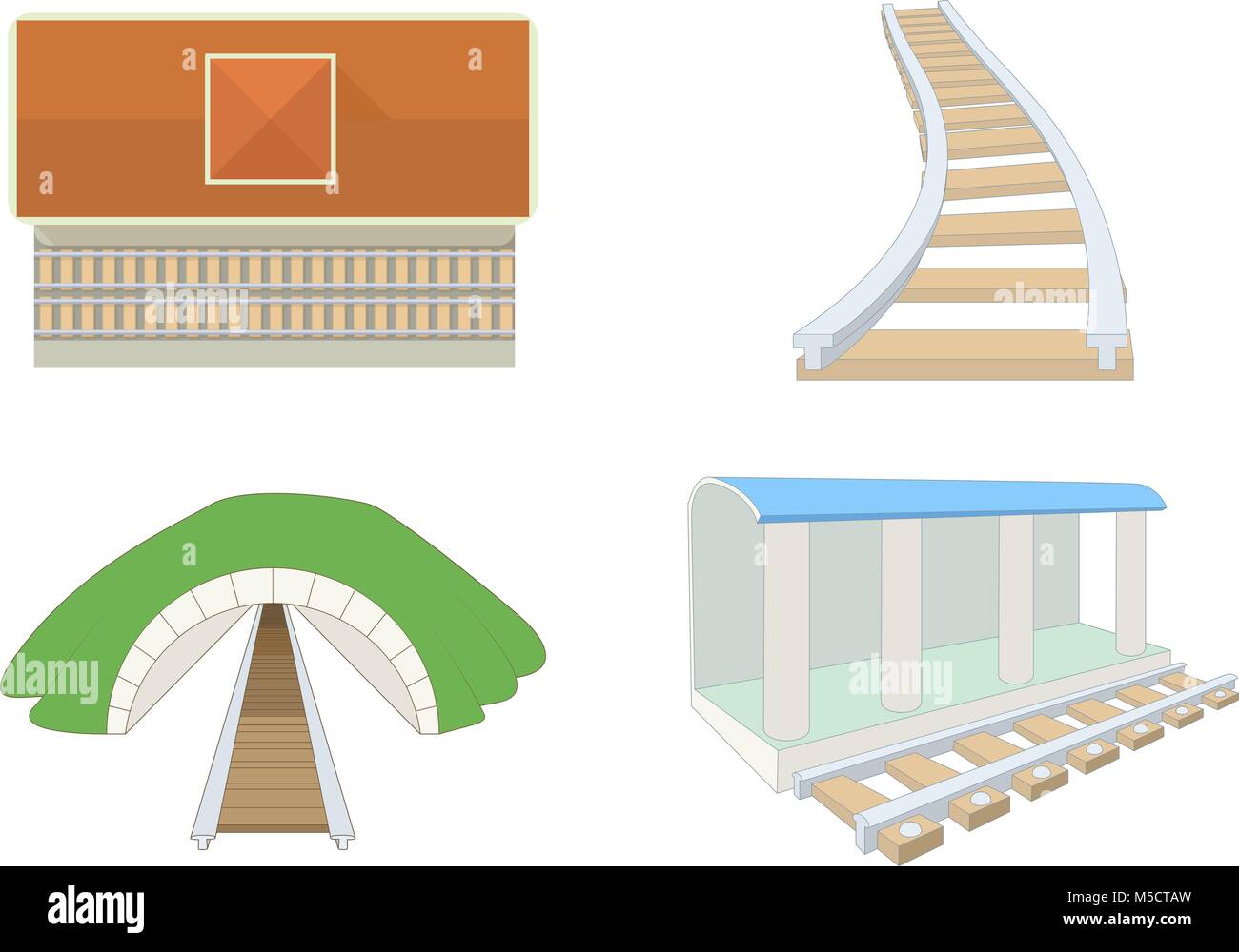 Railroad icon set, cartoon style Stock Vector Image & Art - Alamy
