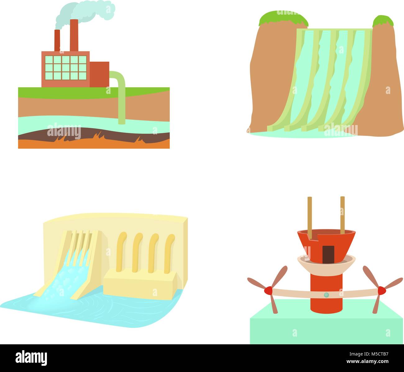 Hydropower icon set, cartoon style Stock Vector Image & Art - Alamy